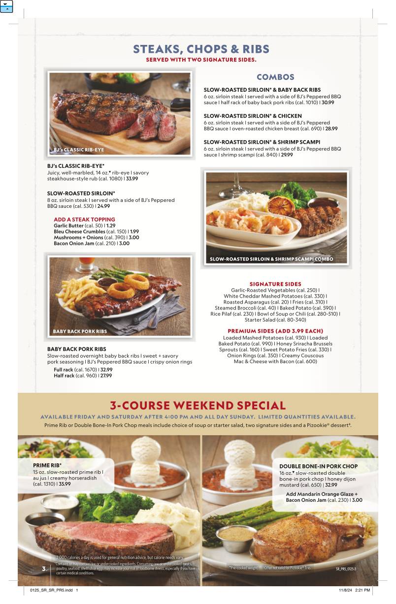 Menu at BJ's Restaurant & Brewhouse, Redmond