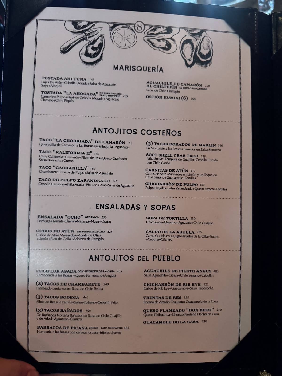 Carta del restaurante BODEGA 8, Mexicali