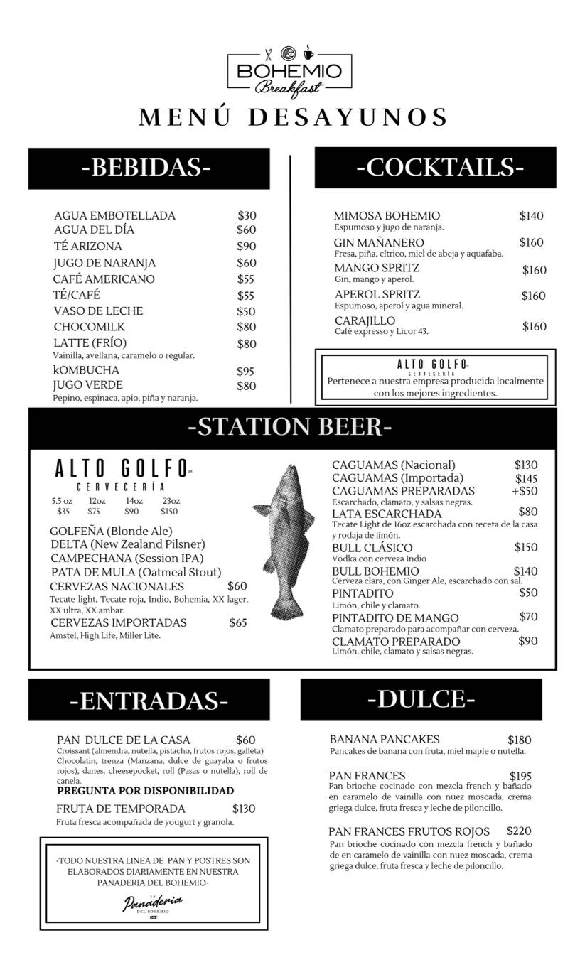 Menu at BOHEMIO FOOD VAN restaurant, San Luis Río Colorado