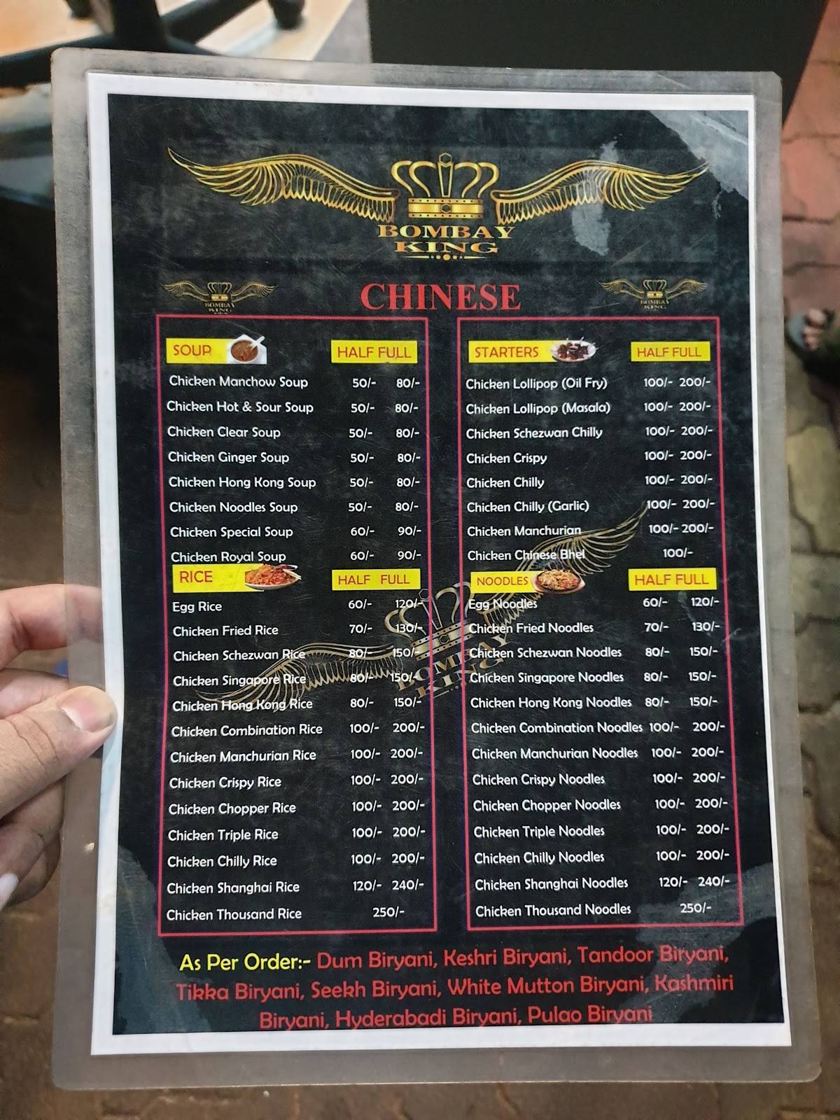 Menu at BOMBAY KING FAST FOOD RESTAURANT, Ratnagiri