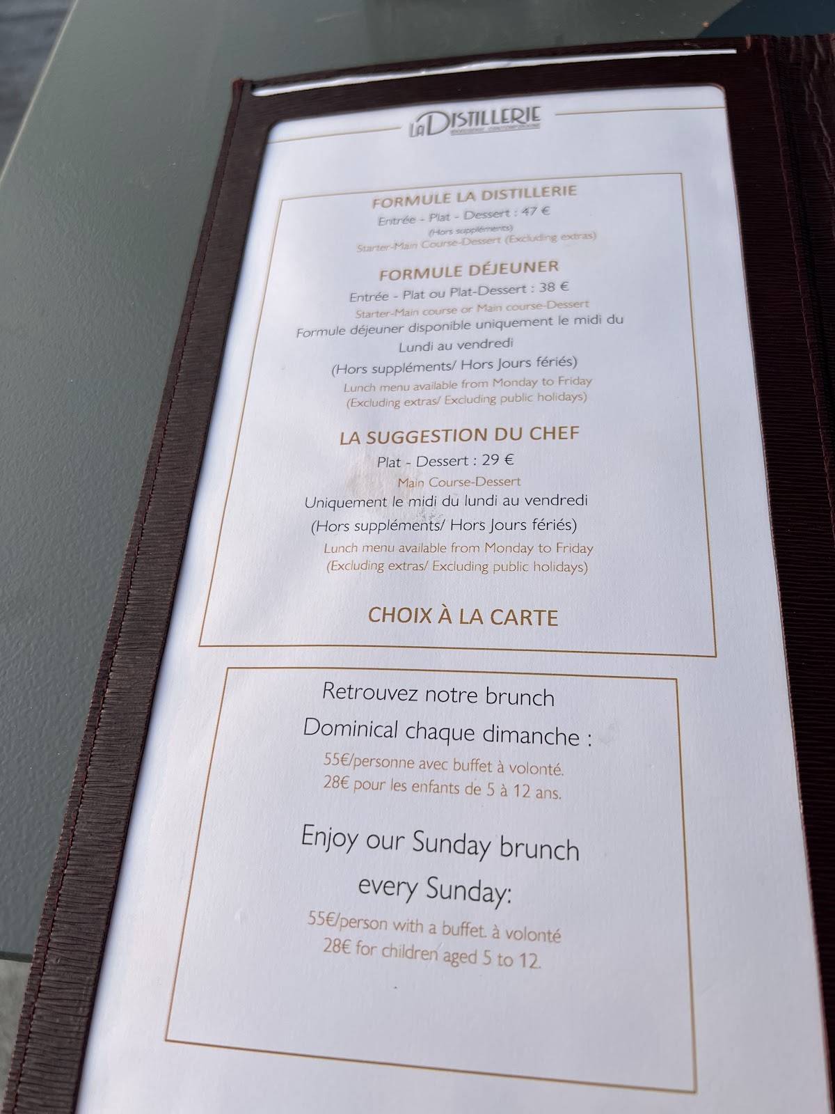 Menu au BRASSERIE "LA DISTILLERIE" HOTEL CHAIS MONNET restaurant, Cognac