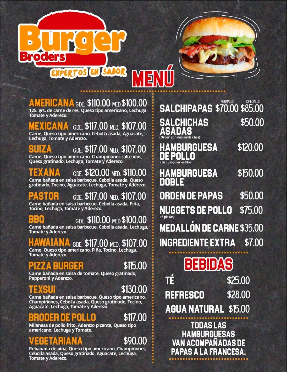 Carta del restaurante BURGER BRODERS, Guasave