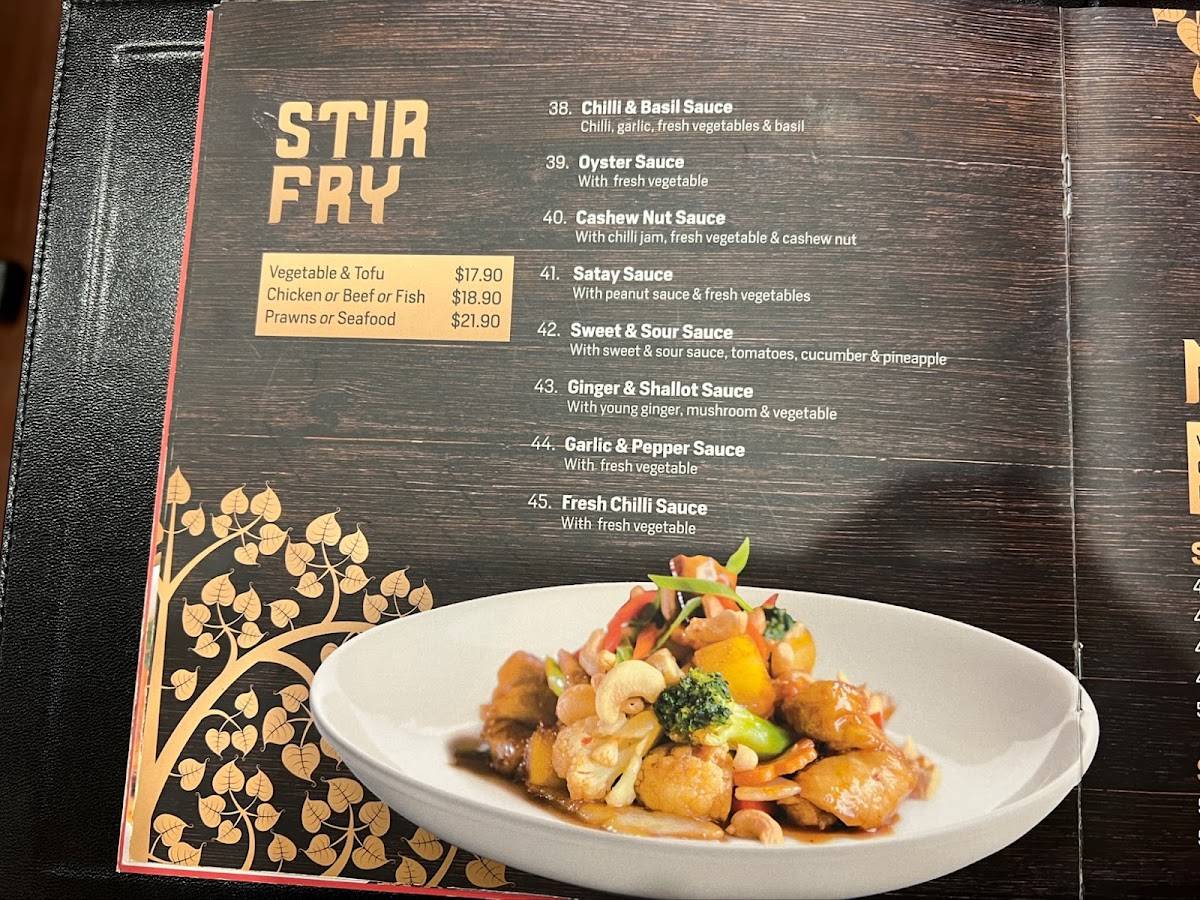 Menu at Baan Chiang restaurant, Rydalmere