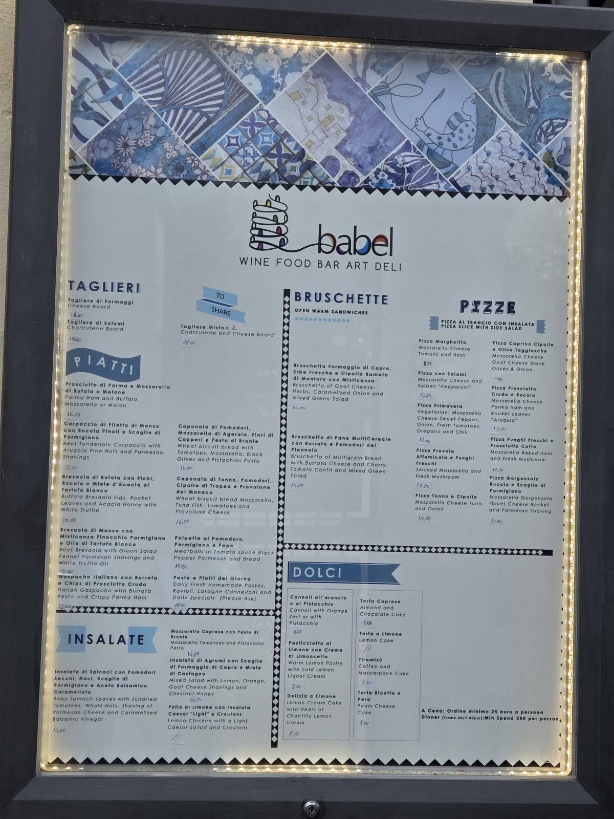 Menu at Babel wine bar bistrò & art, Ravello
