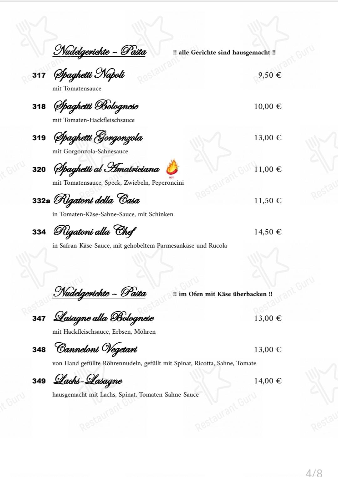 Speisekarte von ZUR ECKE NAPOLI SEIT 1866 restaurant, Bad Gandersheim