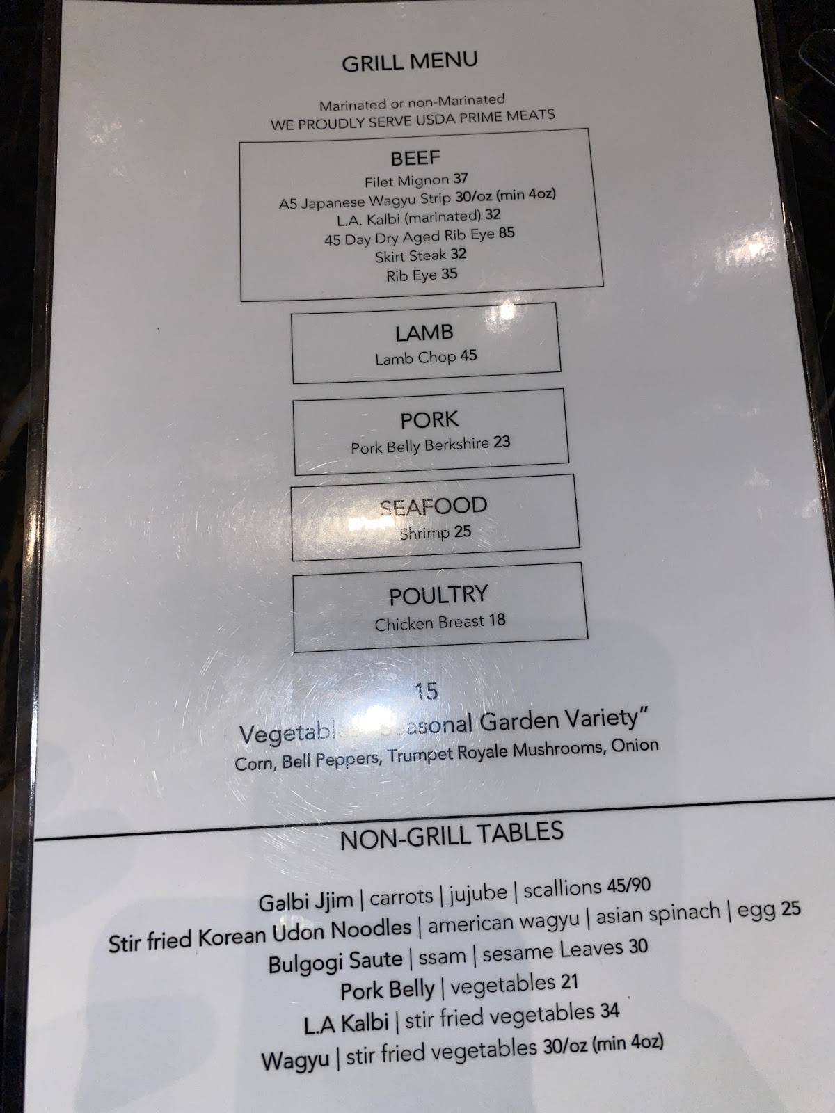 Menu at Bae Korean Grill BBQ, Hollywood