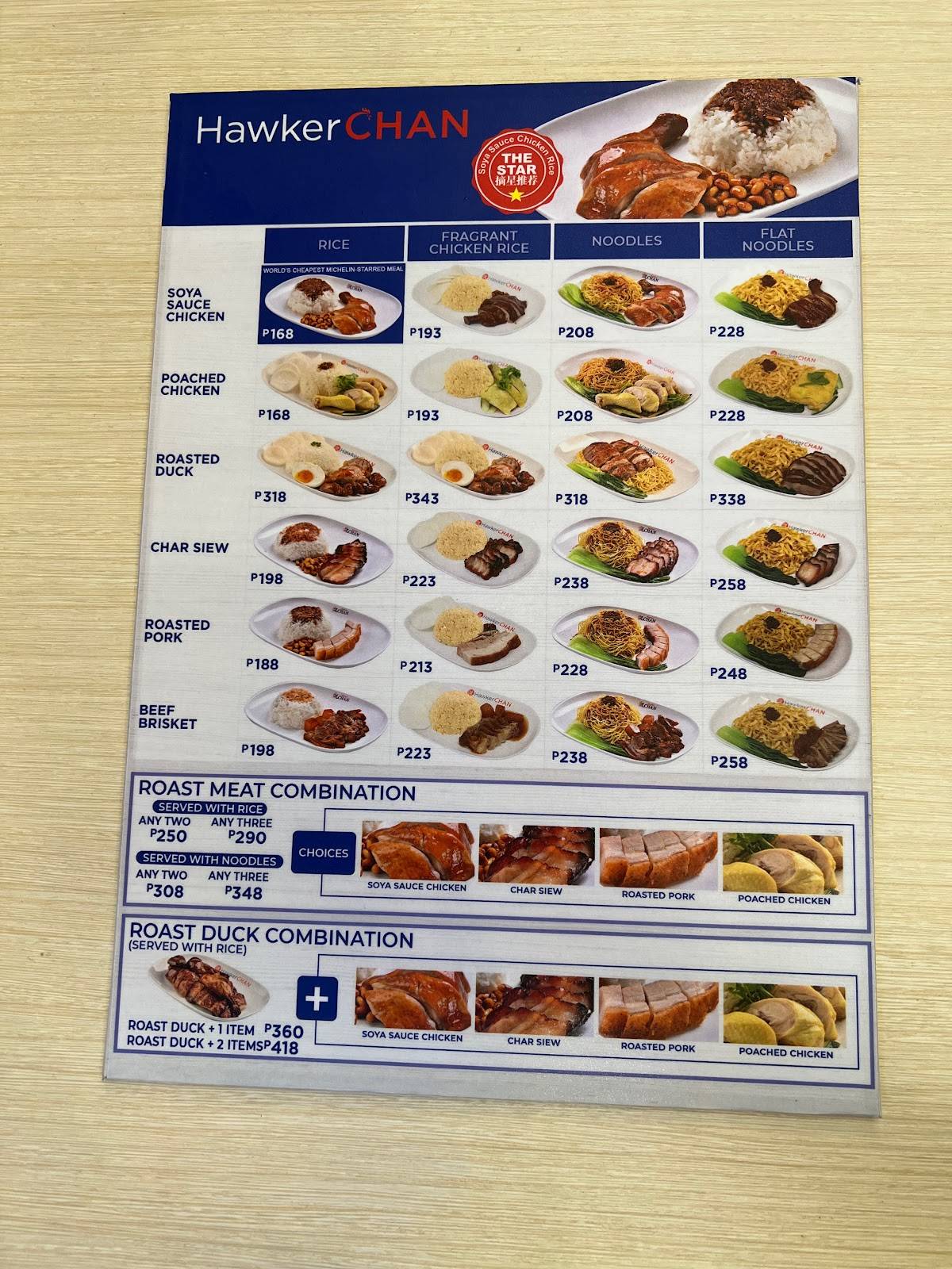 Carta del restaurante Hawker Chan SM Baguio, Baguio