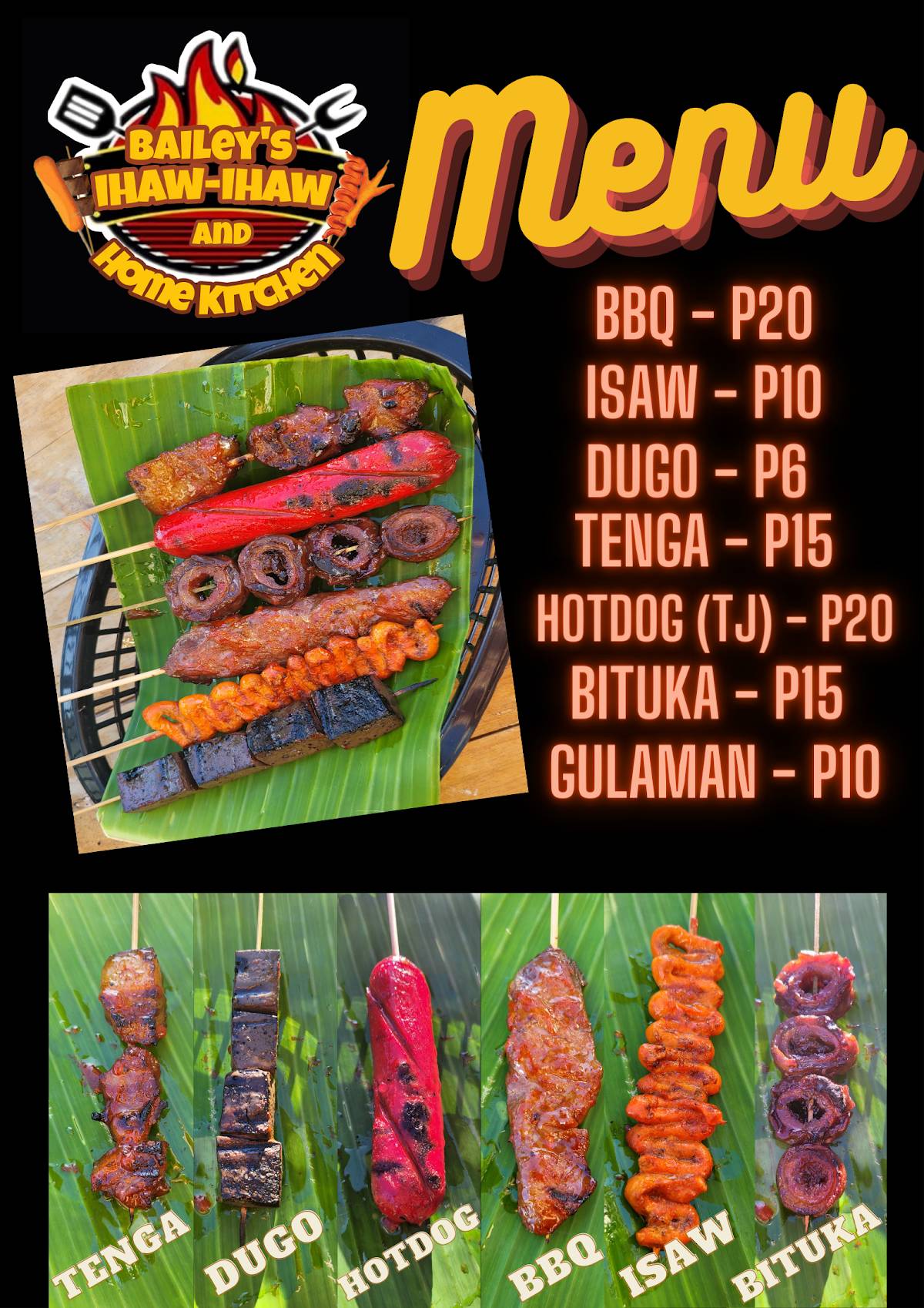 Carta del restaurante Bailey's Ihaw Ihaw, Muntinlupa