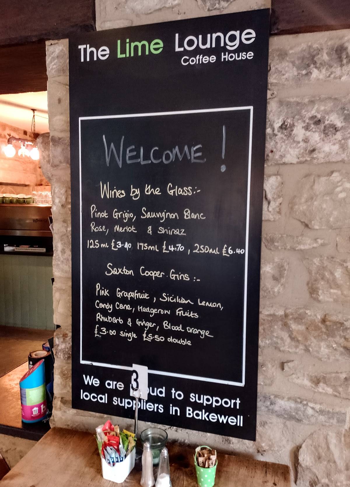 Menu at The Lime Lounge Coffee House, Bakewell