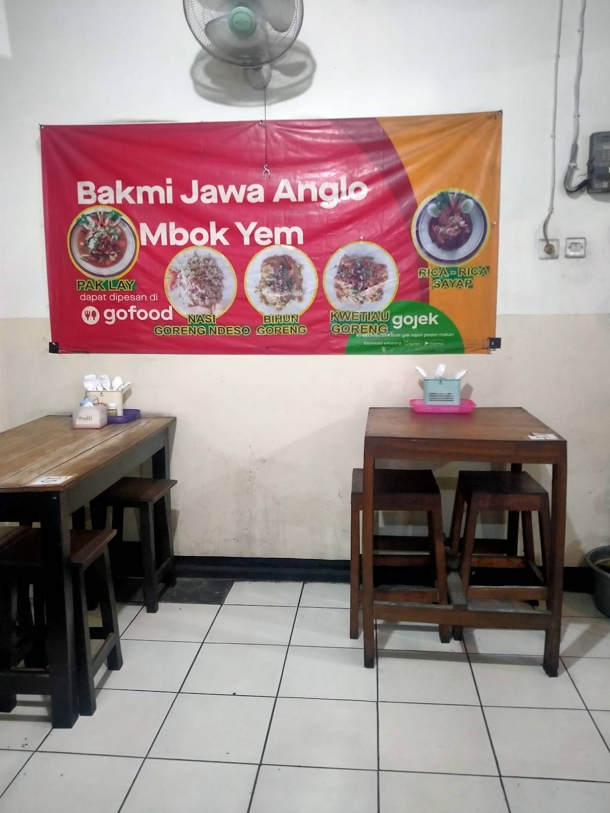 Carta del restaurante Bakmi Jawa Anglo Mbok Yem, Ngabeyan