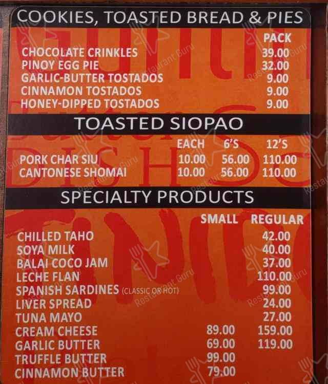 Menu at Balai Pandesal - Escriva Drive, Pasig, Escriva Dr
