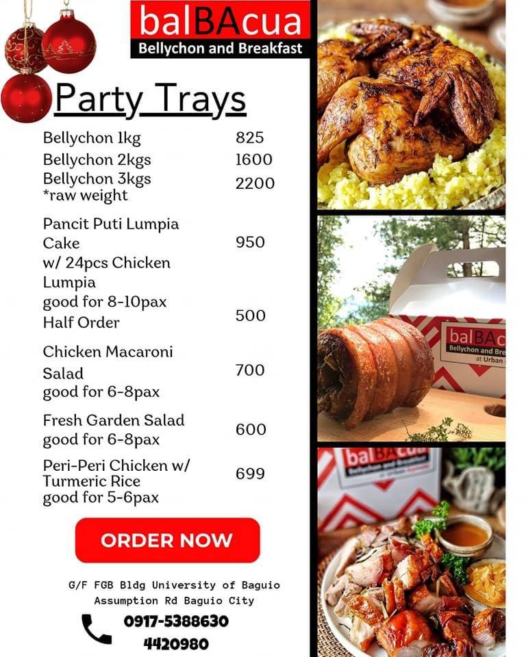 Menu at Balbacua, Bellychon & Breakfast restaurant, Baguio