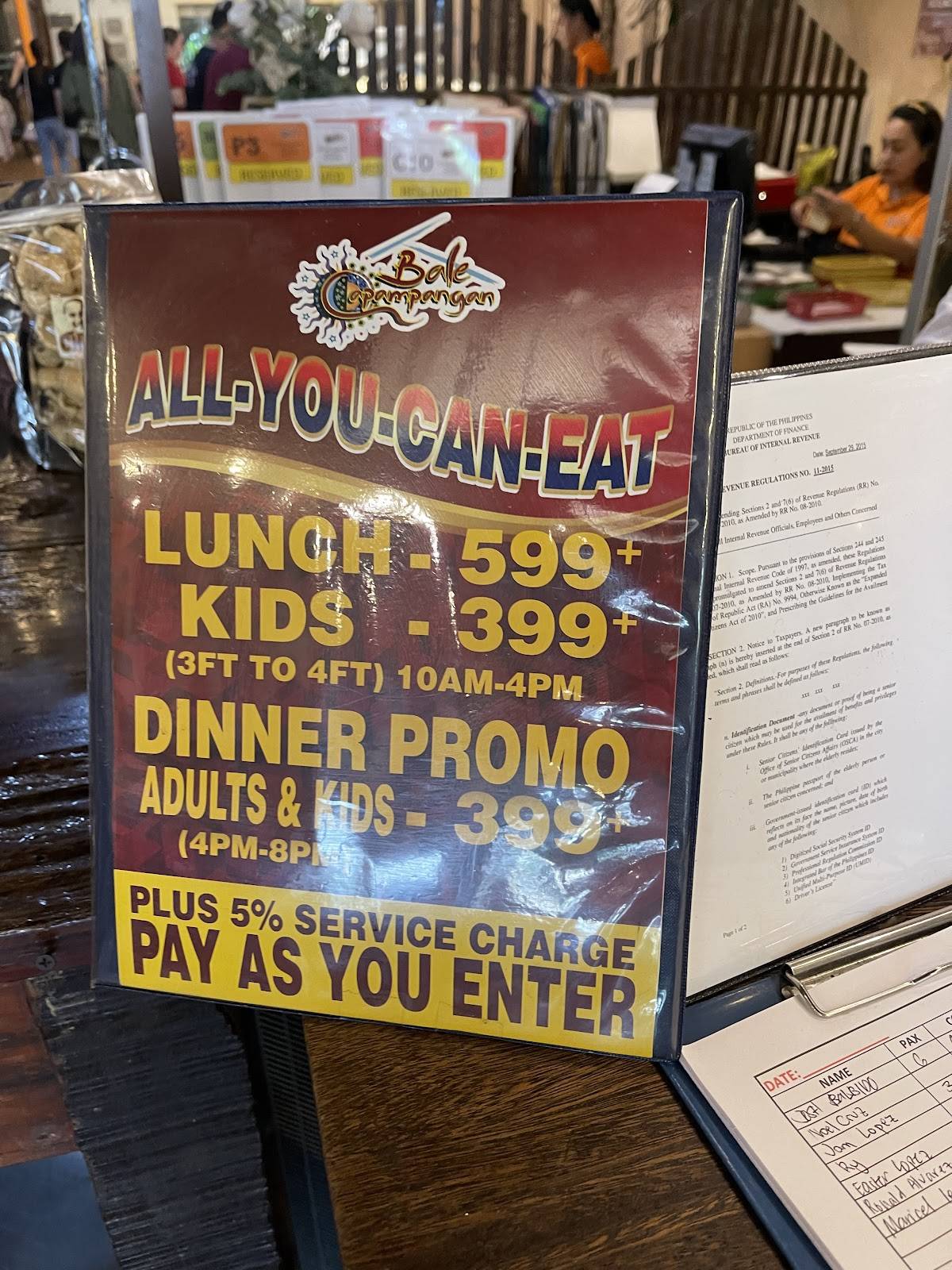 Menu at Bale Capampangan Buffet Restaurant, San Fernando, Km 69 ...