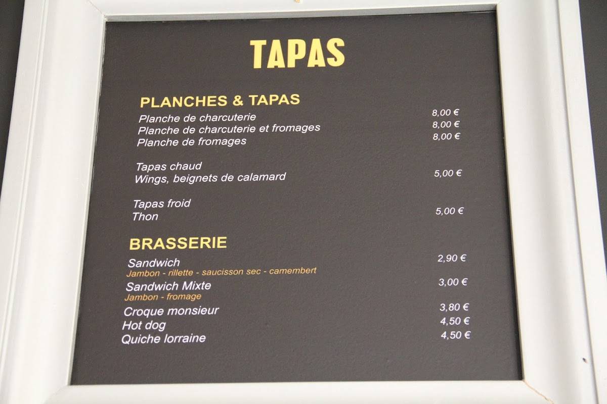 Menu au Banana Bar, Orléans