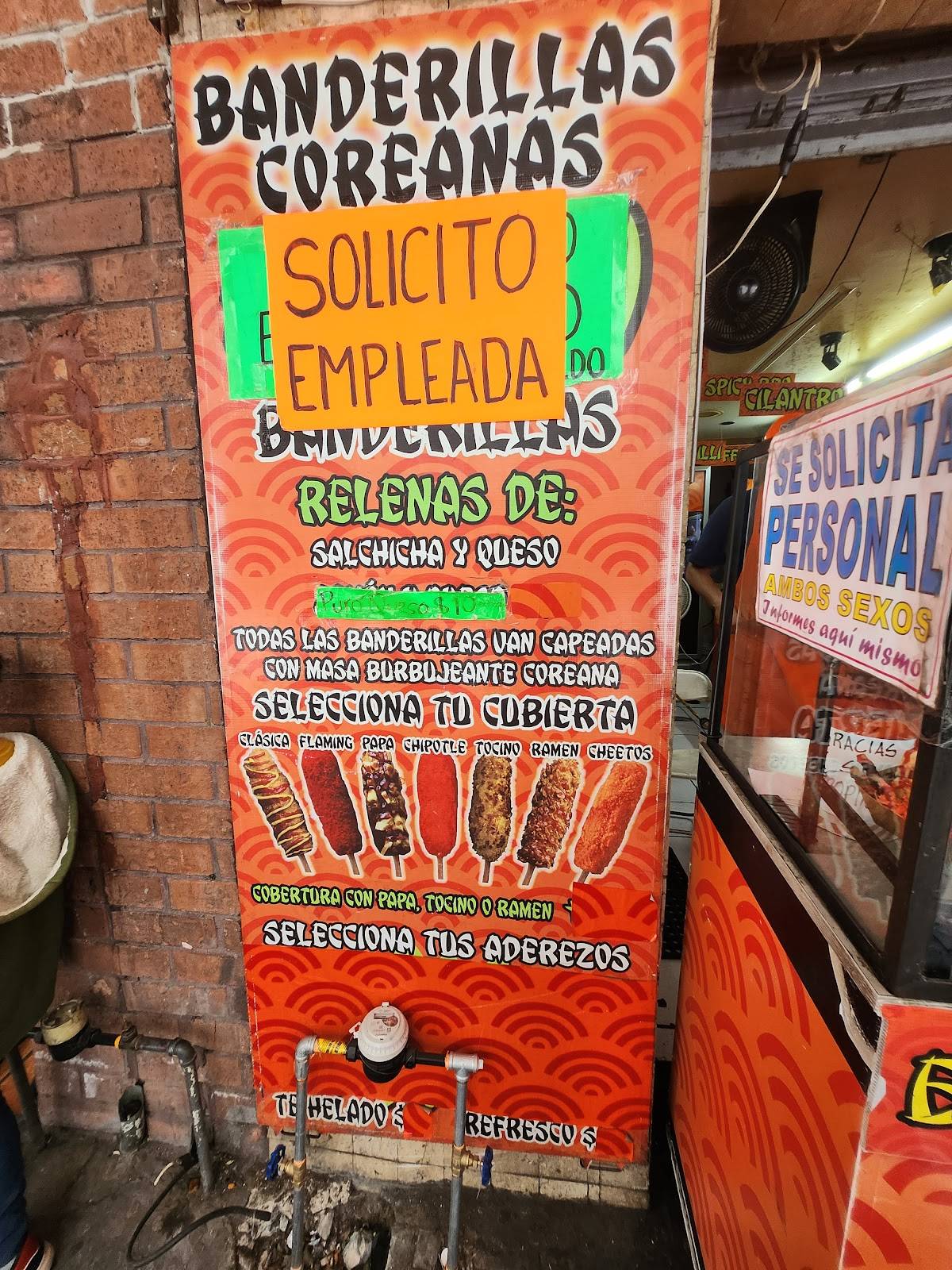 Menu at Banderillas coreanas restaurant, Guadalajara