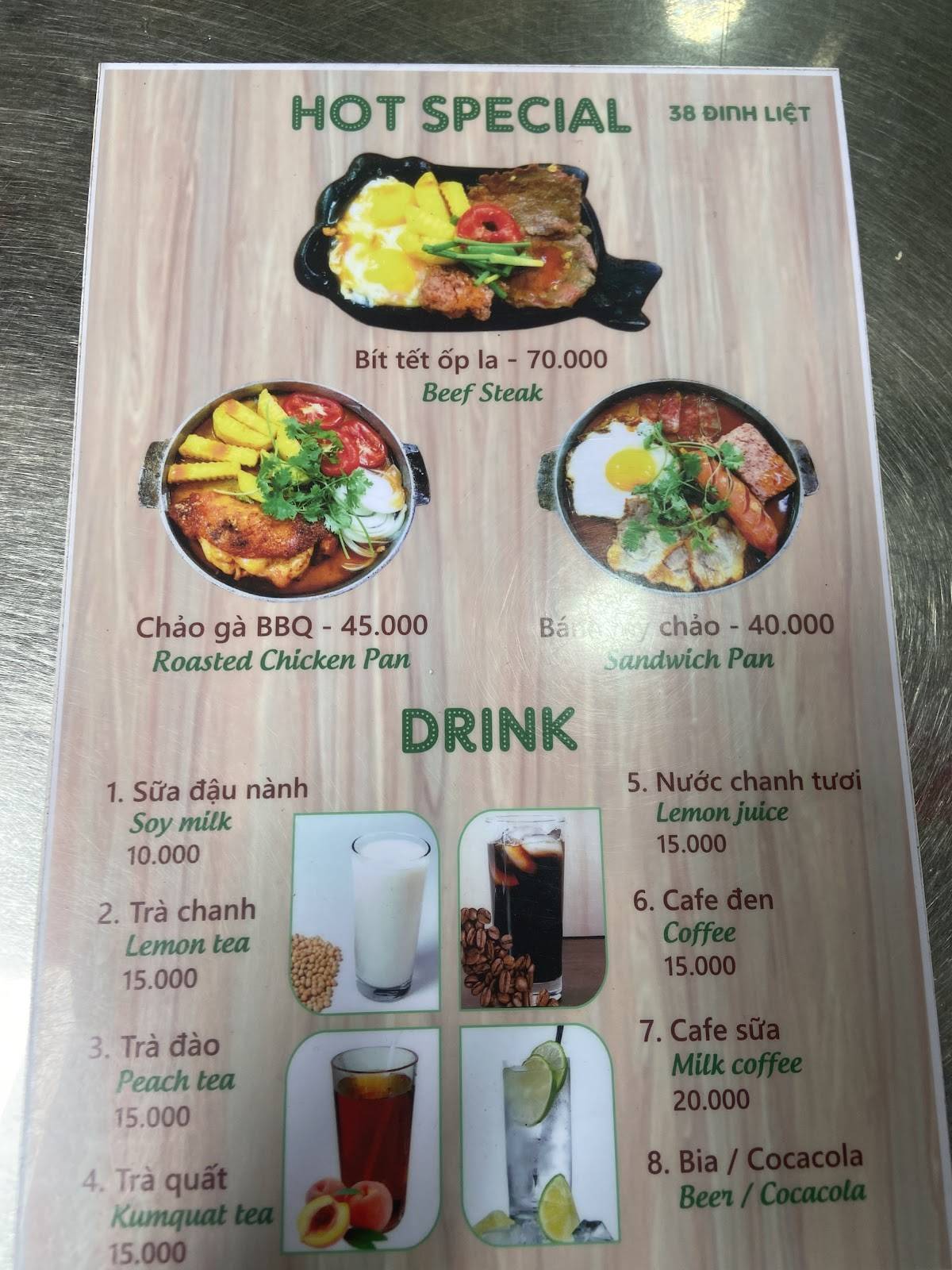 Menu at Bánh Mì Ngon Hà Nội, Hanoi