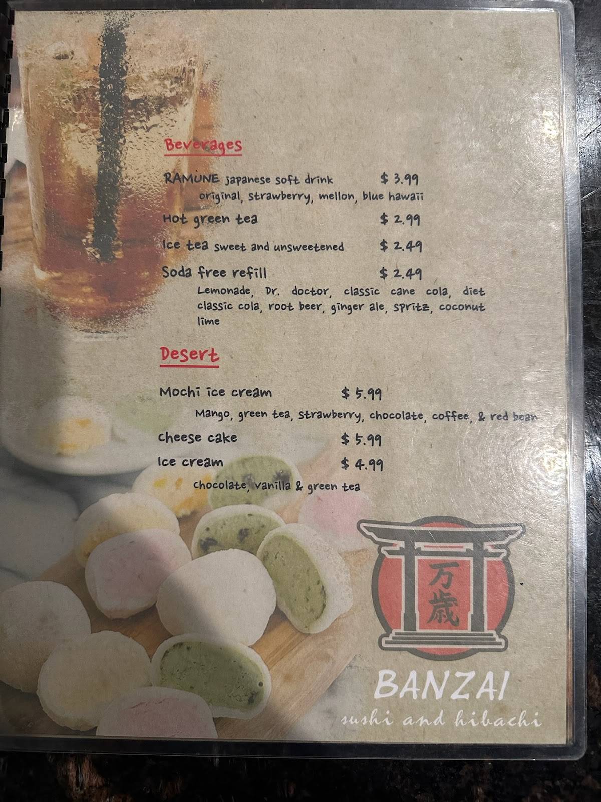 Menu at Banzai Sushi and Hibachi Express Canton restaurant, Canton
