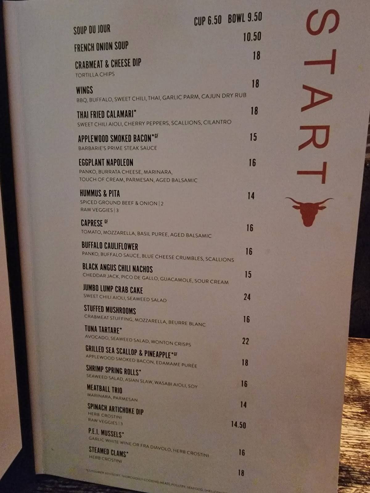 Menu at Barbarie's Black Angus Grill, Danbury