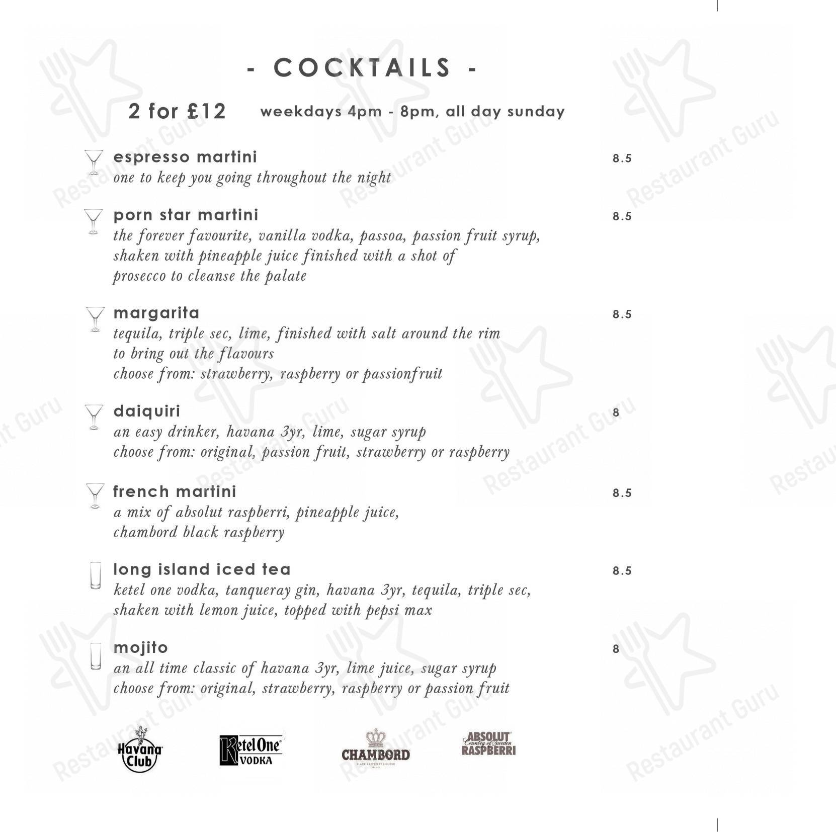 Menu at Barluga, Newcastle upon Tyne, 35 Grey St