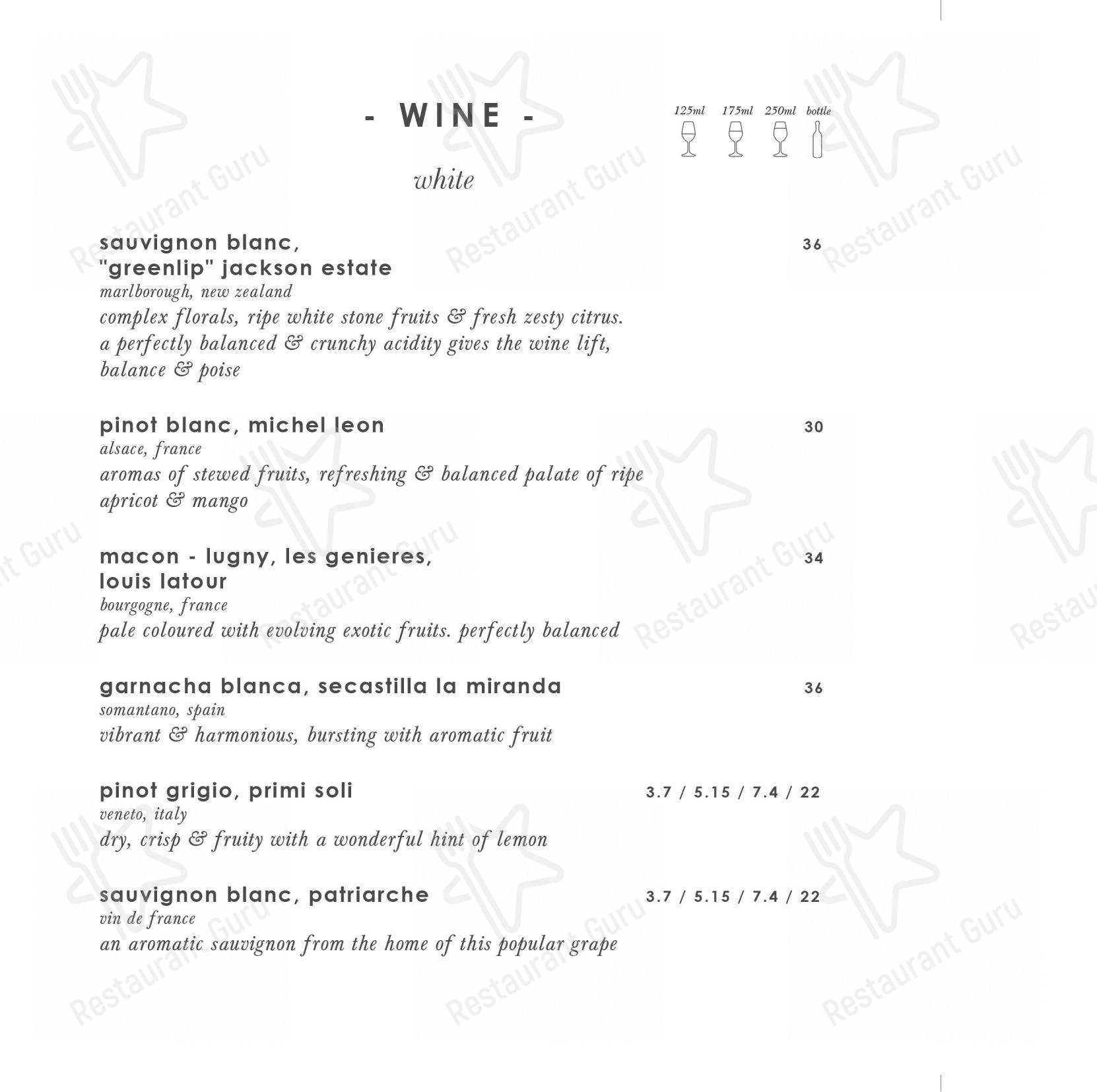 Menu at Barluga, Newcastle upon Tyne, 35 Grey St