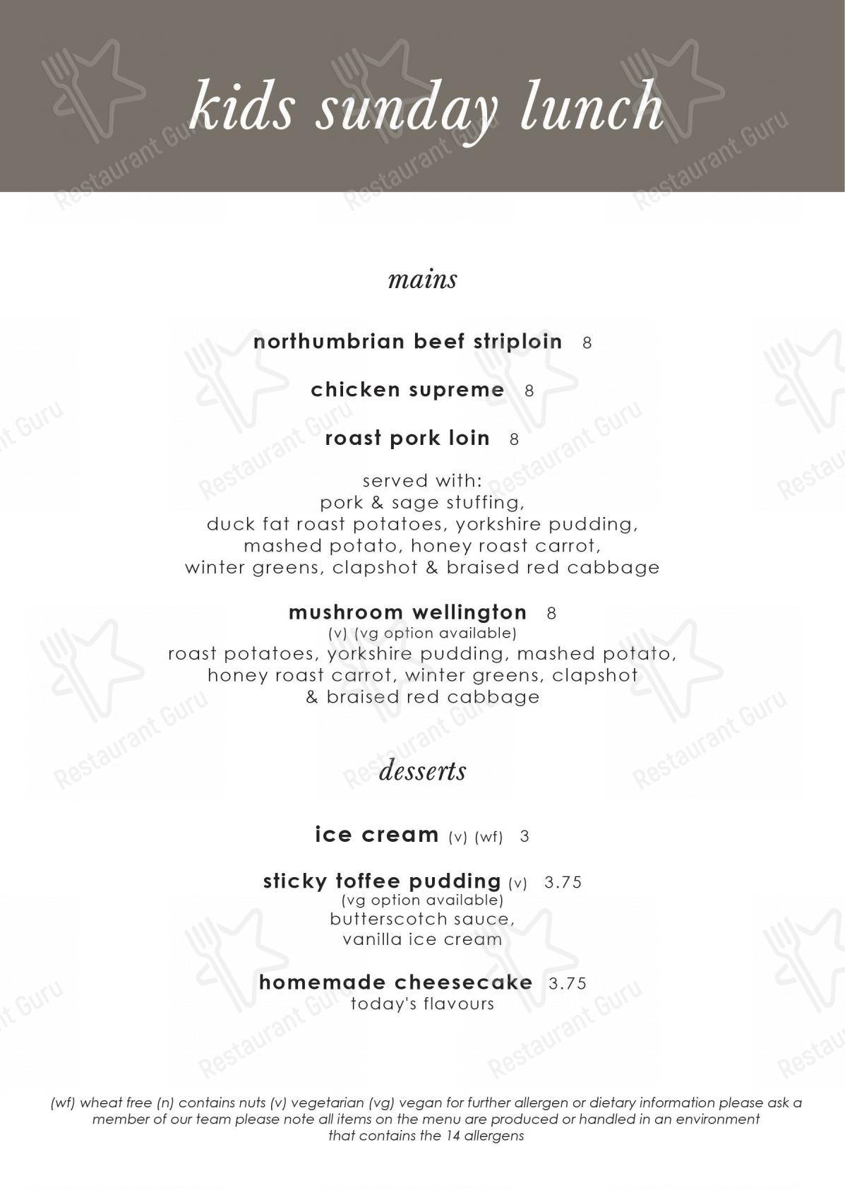 Menu at Barluga, Newcastle upon Tyne, 35 Grey St