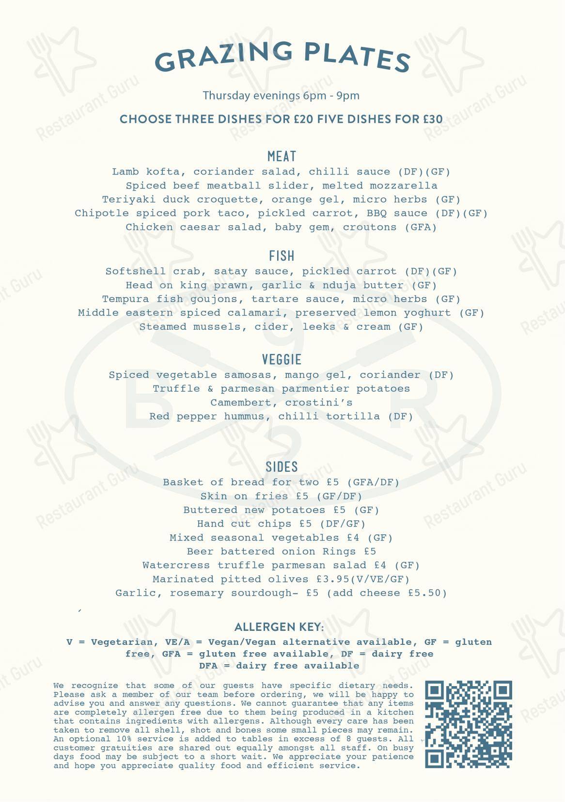 Menu at Barnacles Restaurant & Bar Bistro, Hinckley