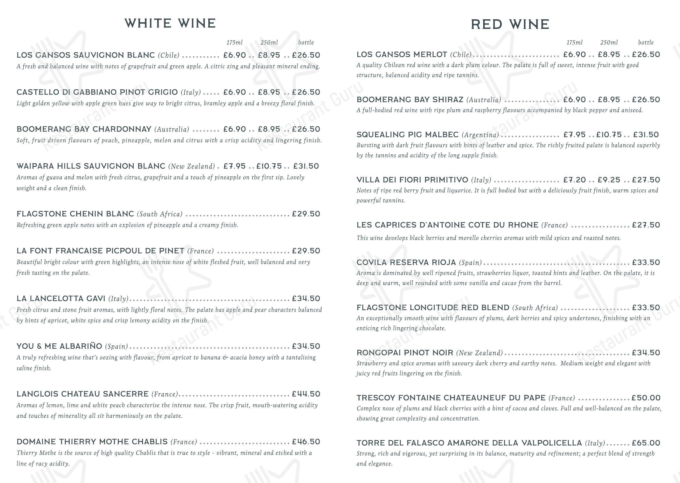 Menu at Barnacles Restaurant & Bar Bistro, Hinckley
