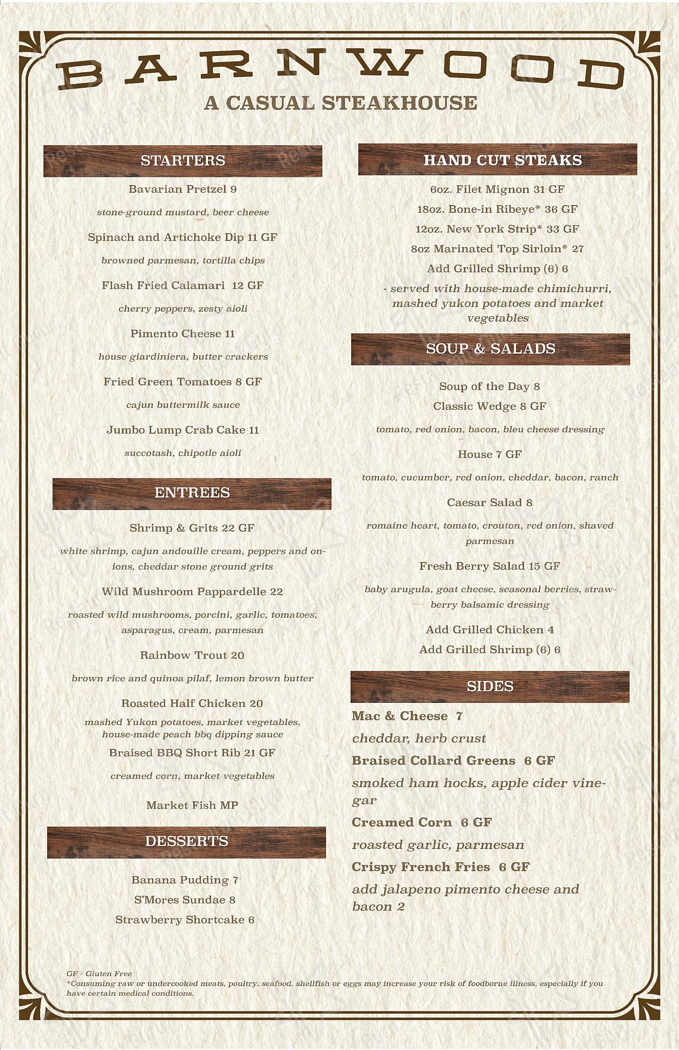 Menu at Great Wolf Lodge Water Park Georgia pub & bar, LaGrange