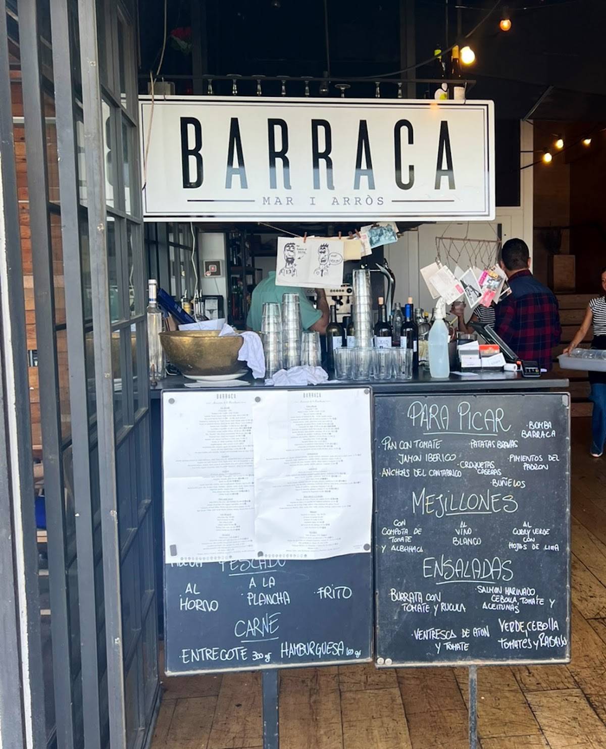 Menu at Barraca, Barcelona, Pg. Marítim de la Barceloneta