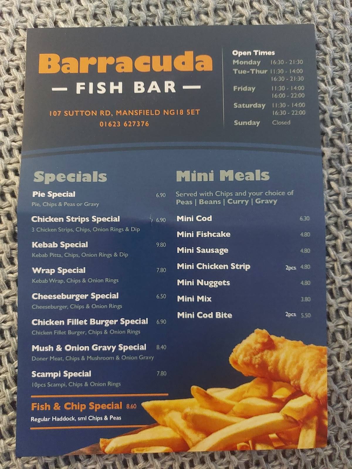 Menu at Barracuda Mansfield, Mansfield
