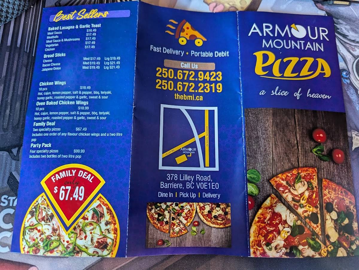 Menu at Armour Mountain Restaurant, Barrière