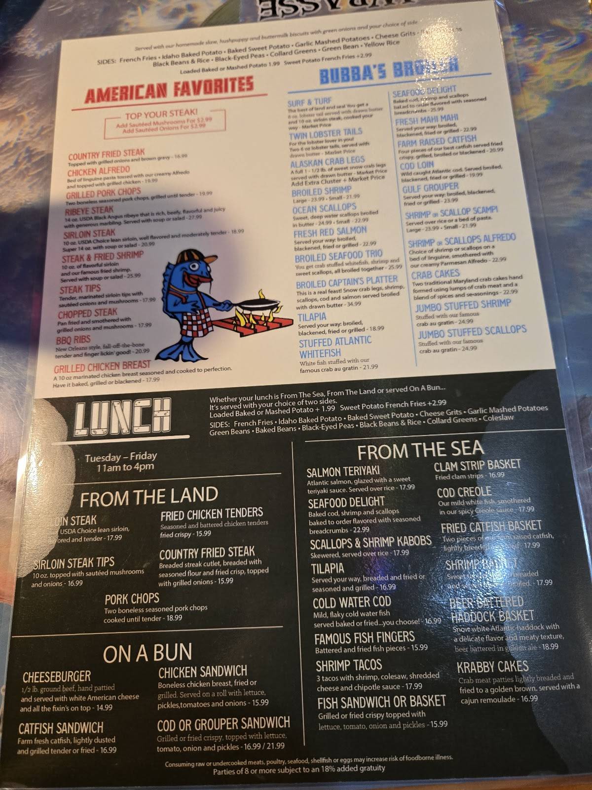 Menu at Catfish Country Restaurant, Bartow