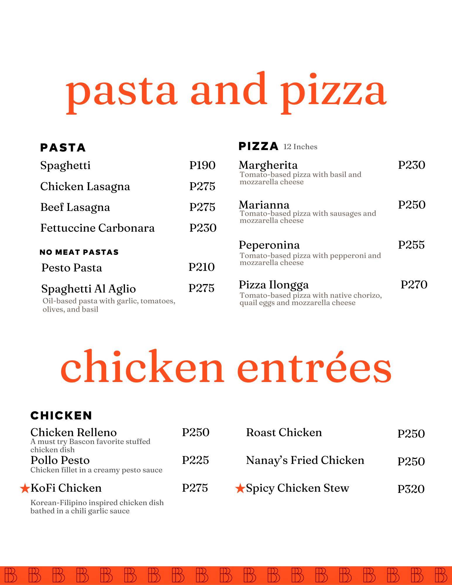 Menu at Bascon Cafe, Bacolod, 27 Lacson St