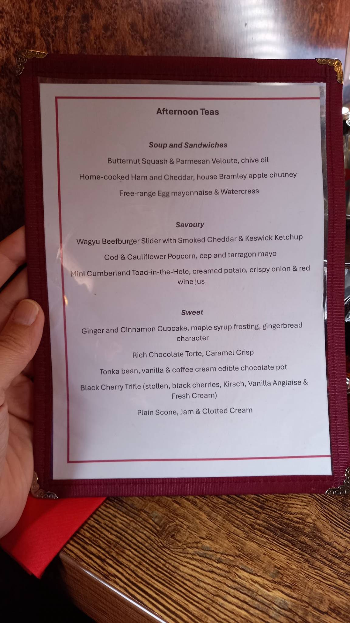 Menu at Bassenthwaite Lake Station cafe, Bassenthwaite