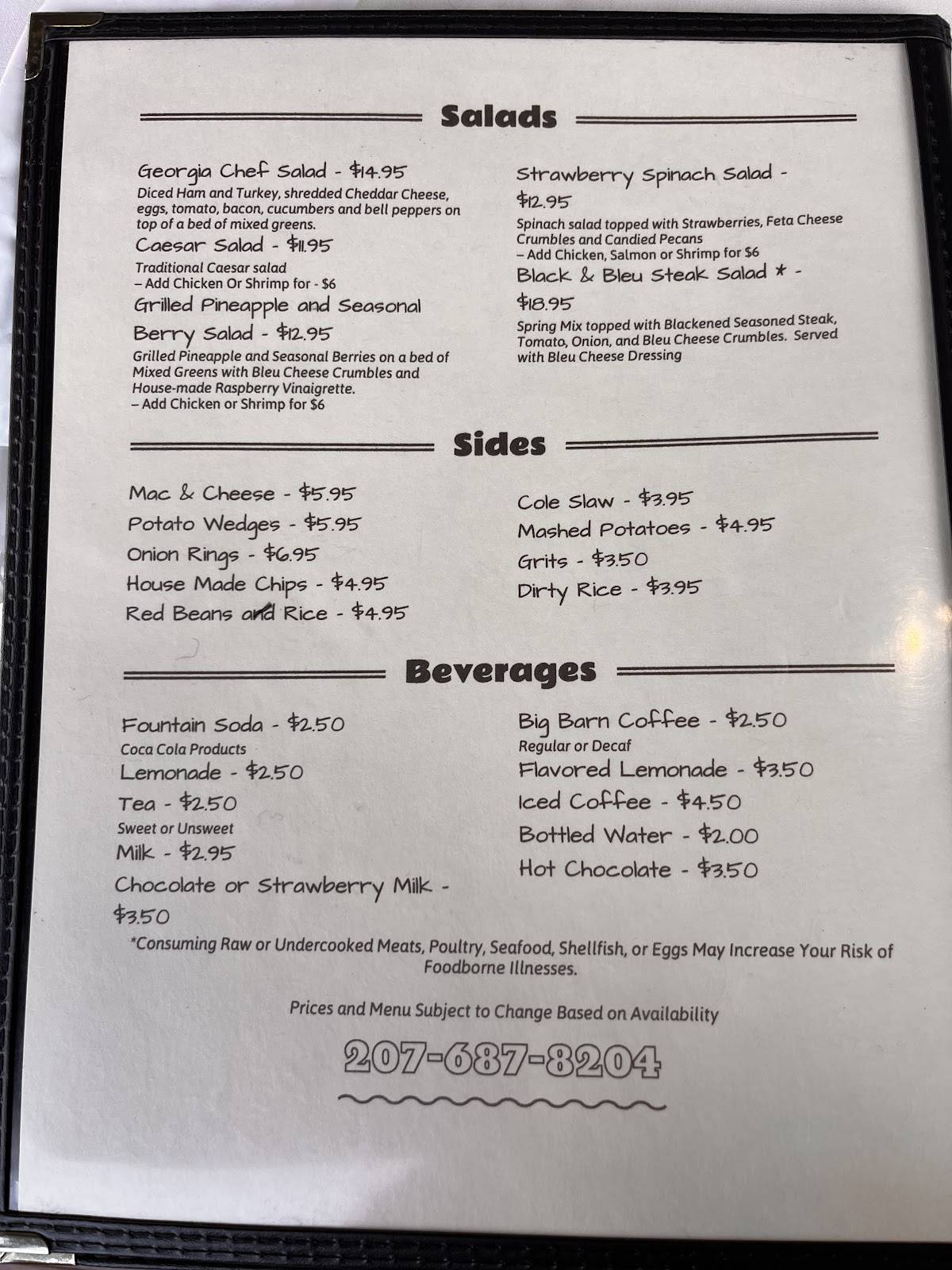 Menu at Jodie's Cafe and Bakery, Wiscasset