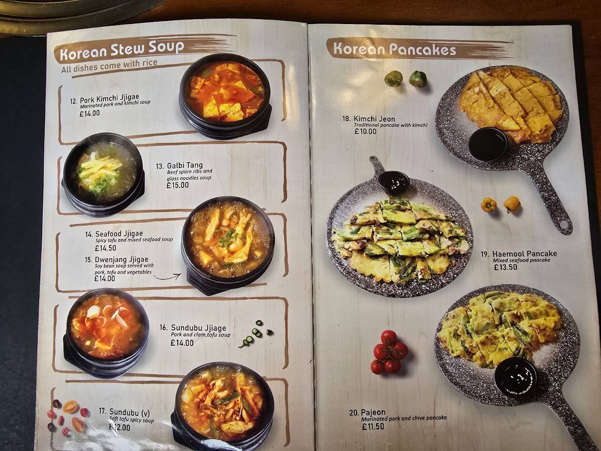 Menu at Seoul story Korean restaurant, Bath
