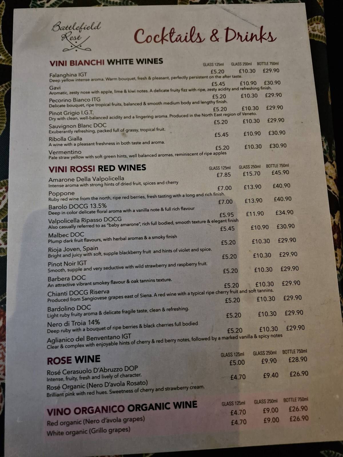 Menu at Battlefield Rest restaurant, Glasgow
