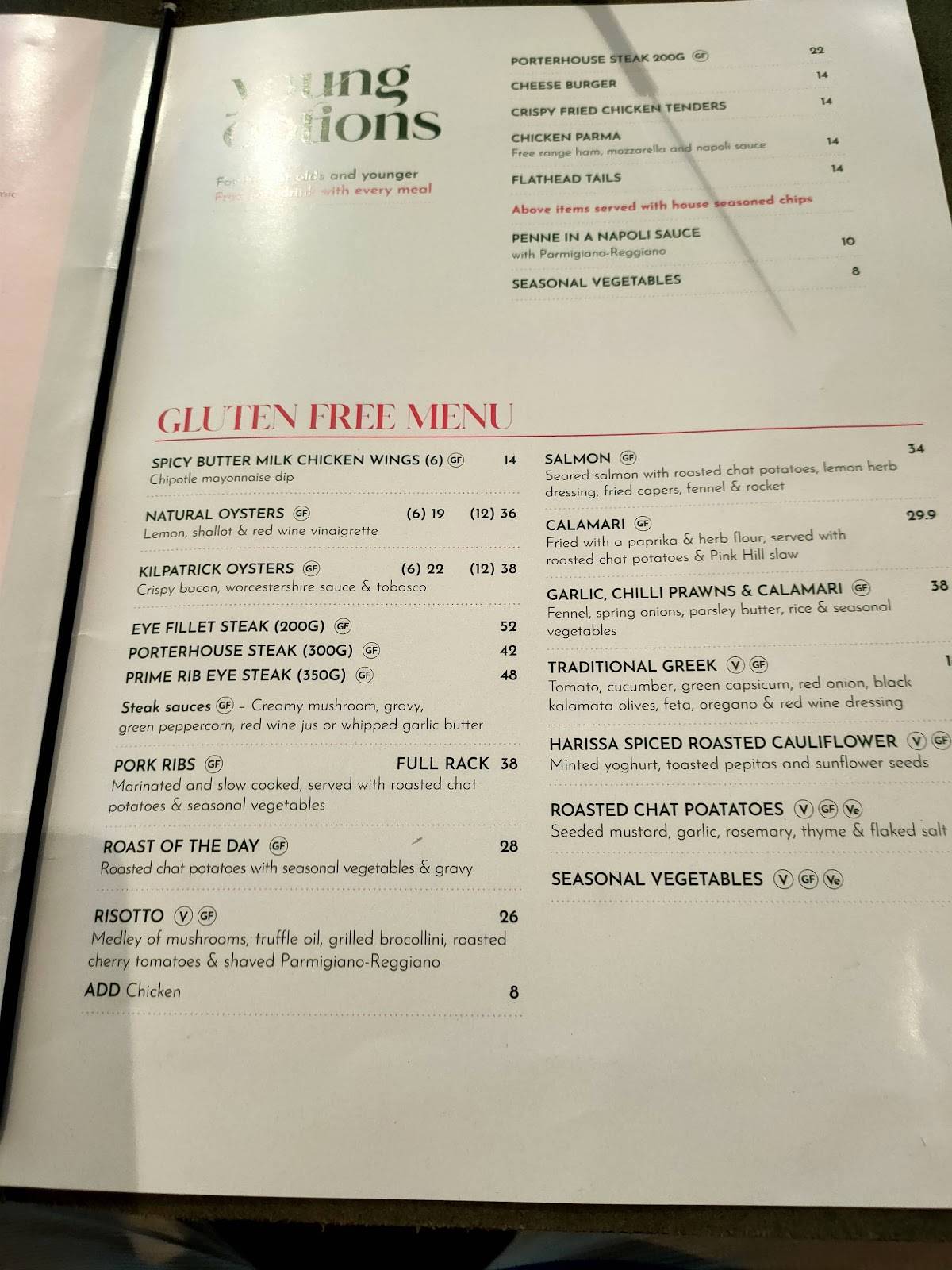 Menu at Pink Hill Hotel pub & bar, Beaconsfield