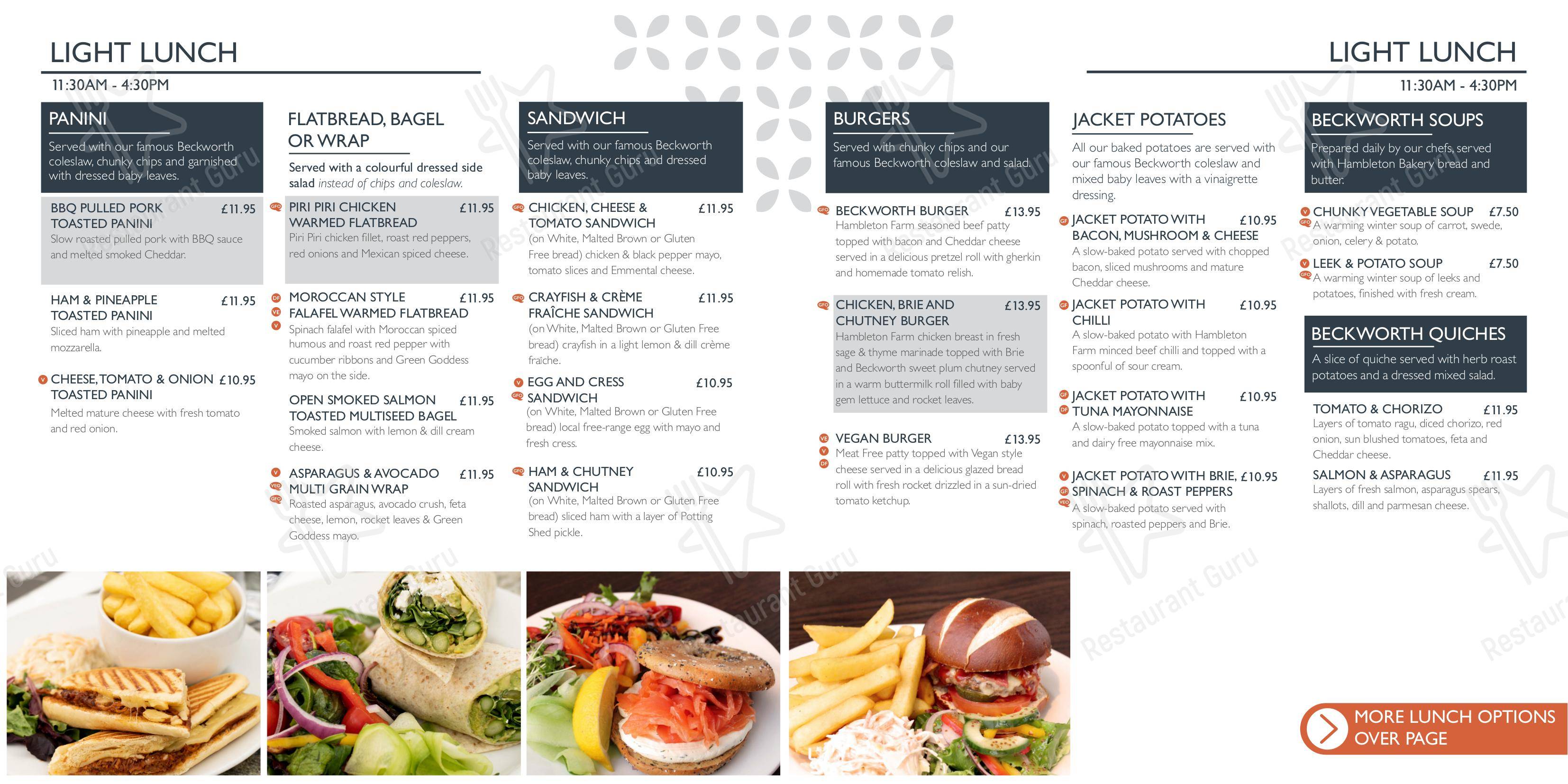 Menu at Beckworth Emporium restaurant, Mears Ashby