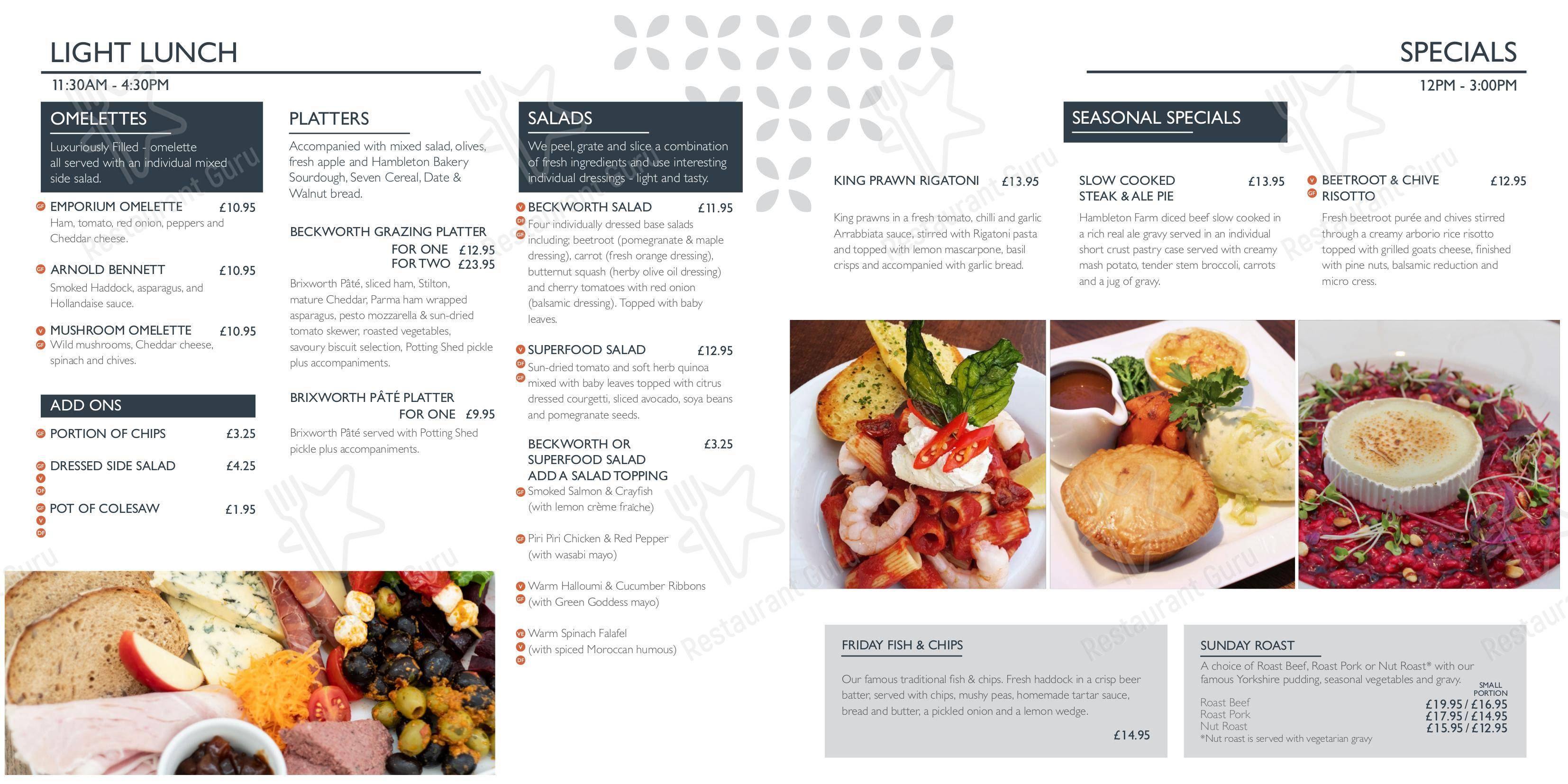 Menu at Beckworth Emporium restaurant, Mears Ashby