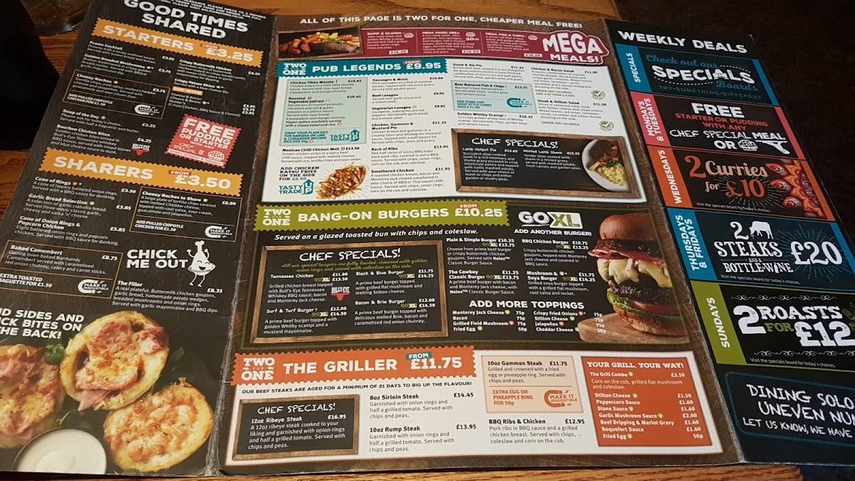 Menu at Corner House pub & bar, Nuneaton