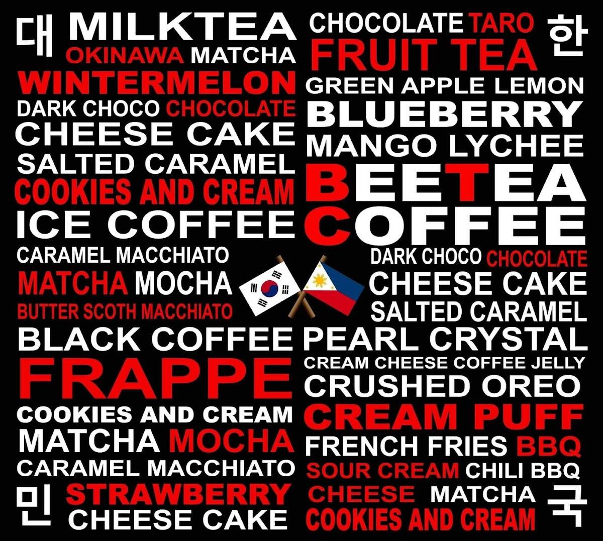Menu at Bee Tea Coffee, General Mariano Alvarez