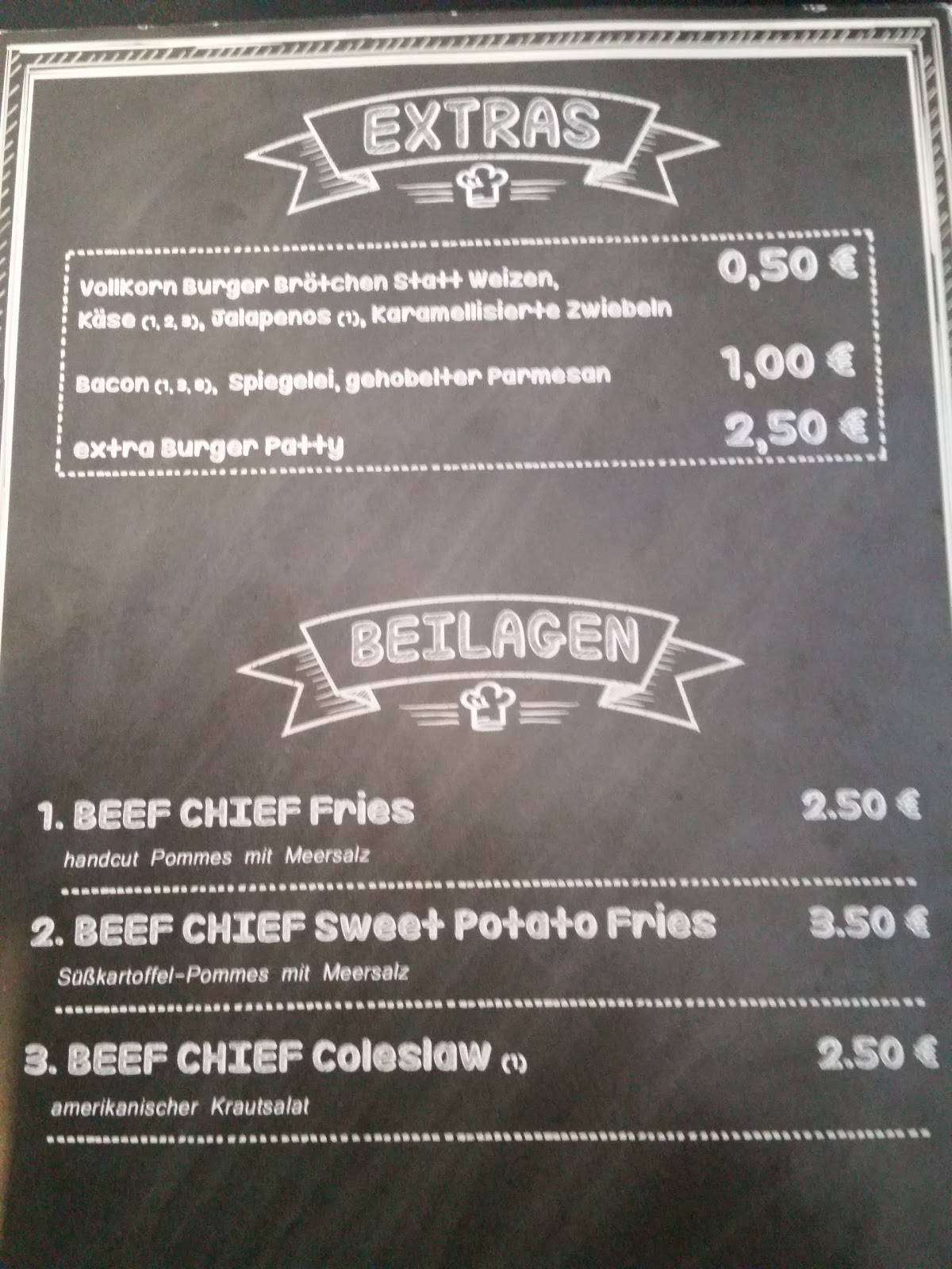 Speisekarte von Beef Chief Burger restaurant, Vechta