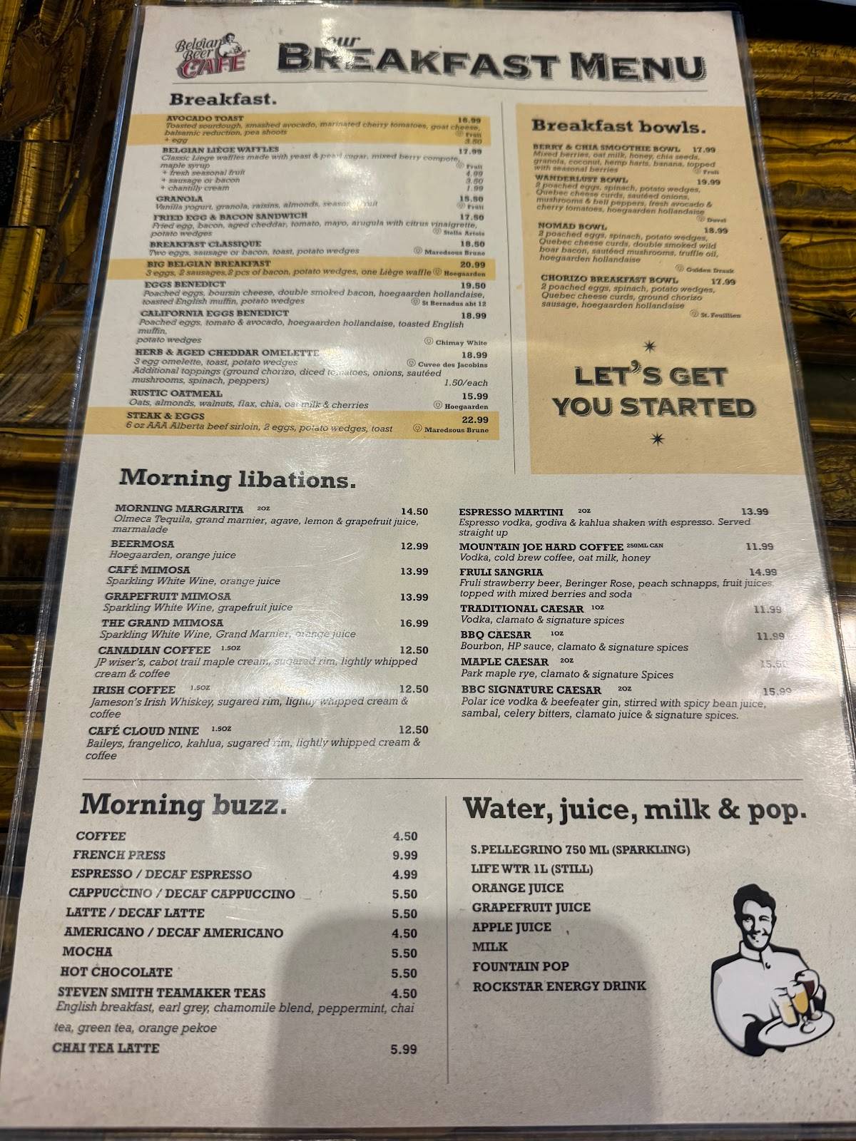 Menu at Belgian Beer Cafe, Calgary, Airport Rd NE E