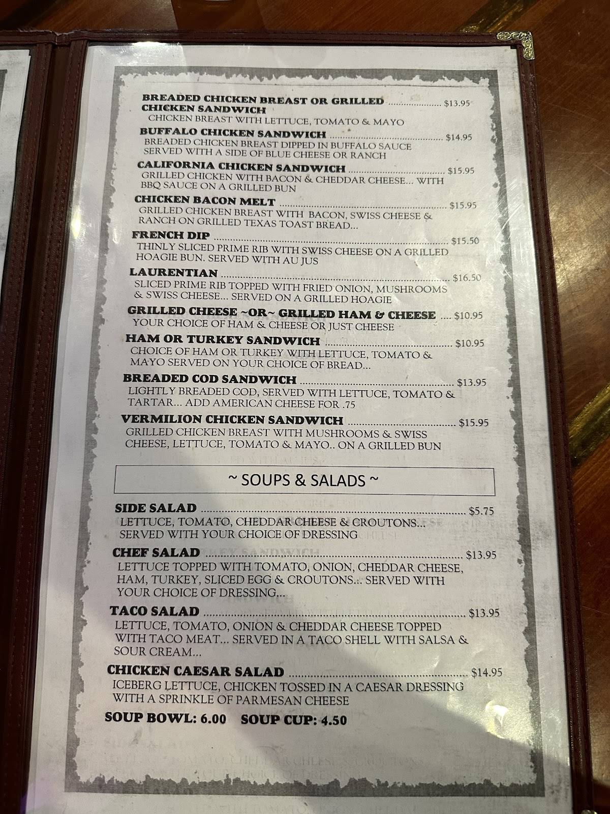 Menu at Benchwarmer Grille pub & bar, Tower