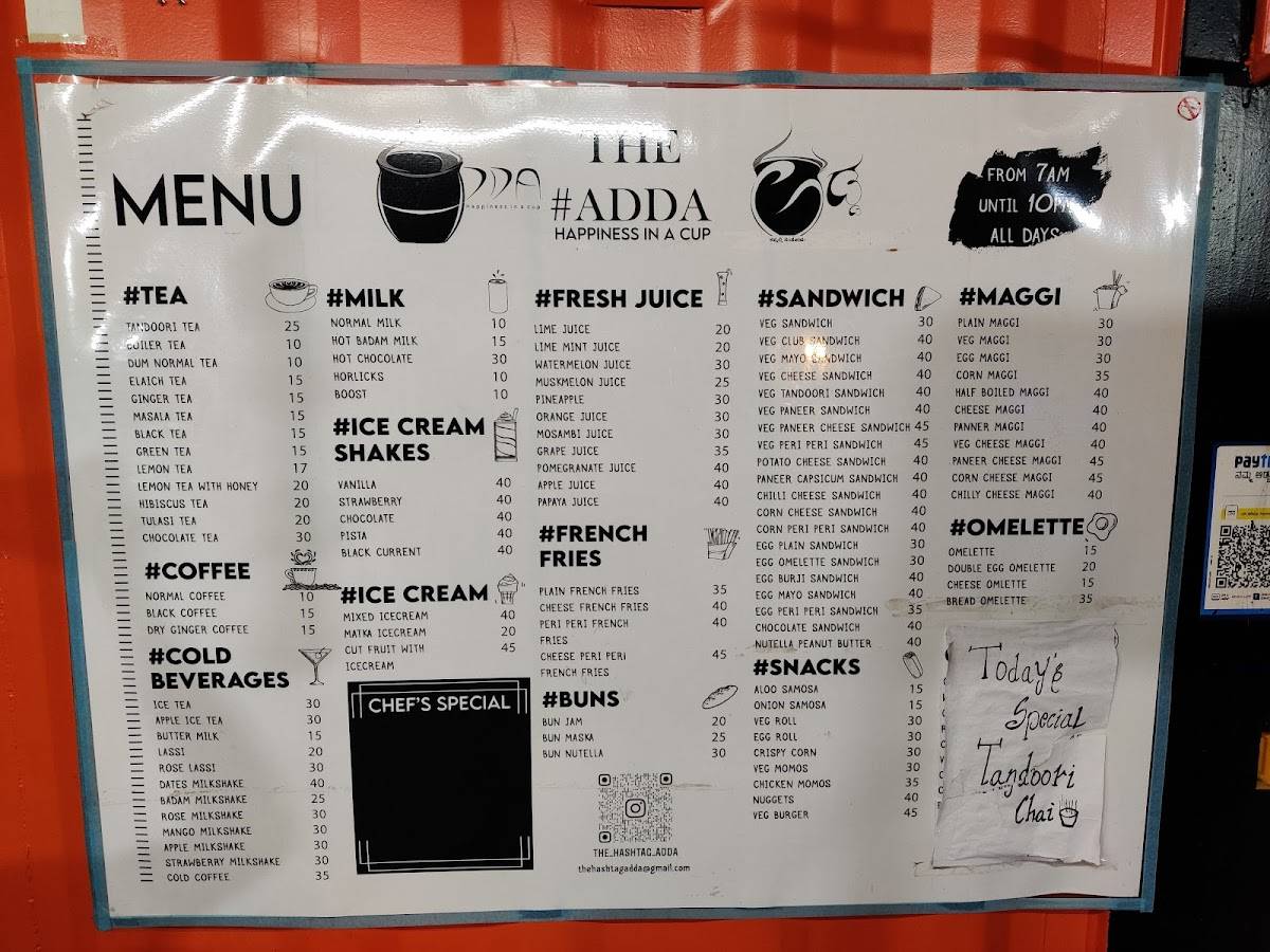 Menu at THE#ADDA, Bengaluru
