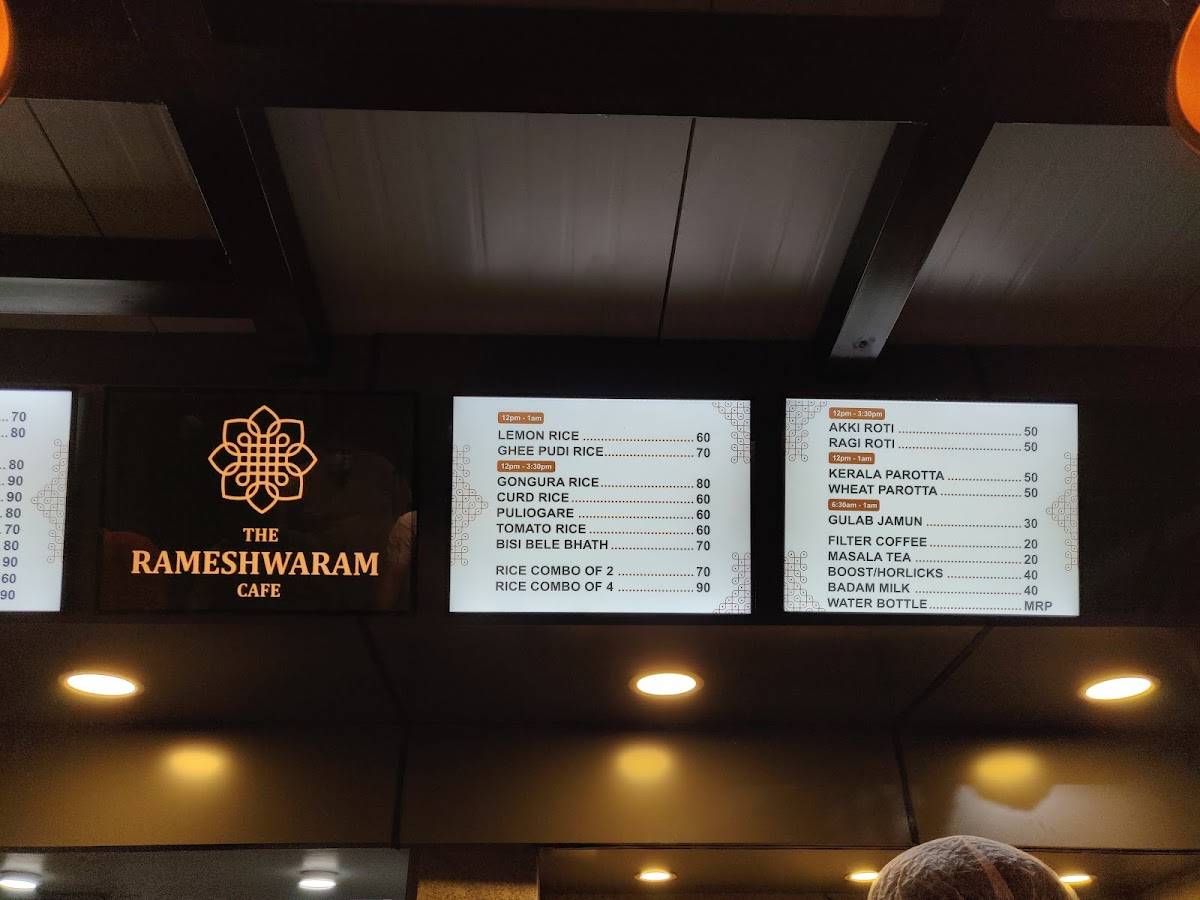Menu at The Rameshwaram Cafe, Bengaluru