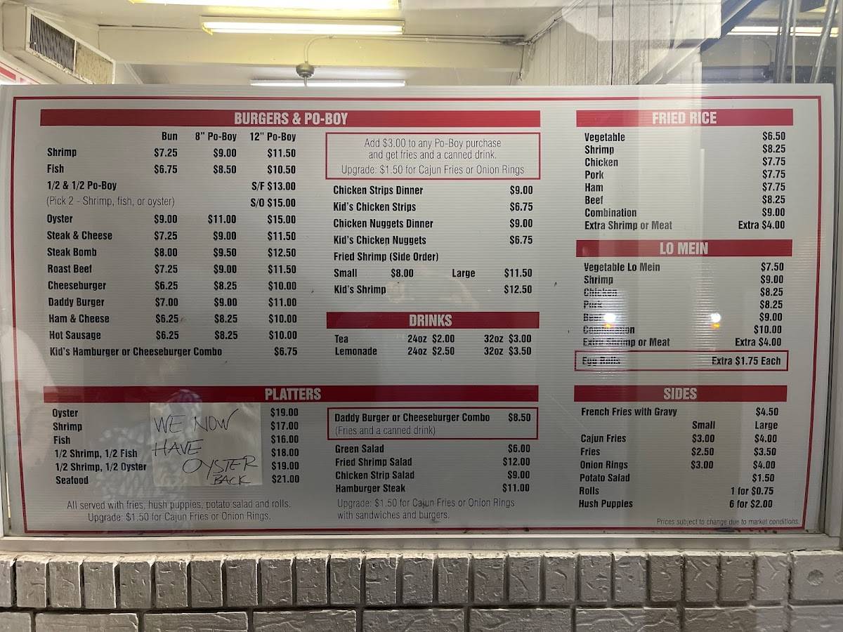 Menu at Ben's Deli restaurant, Gulfport