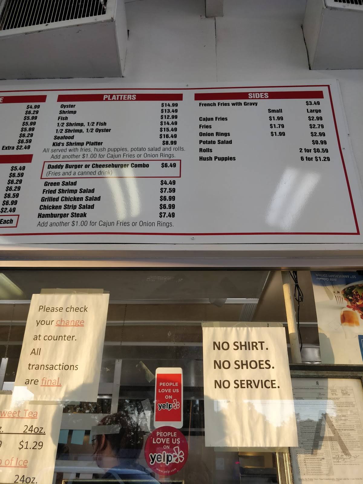 Menu at Ben's Deli restaurant, Gulfport