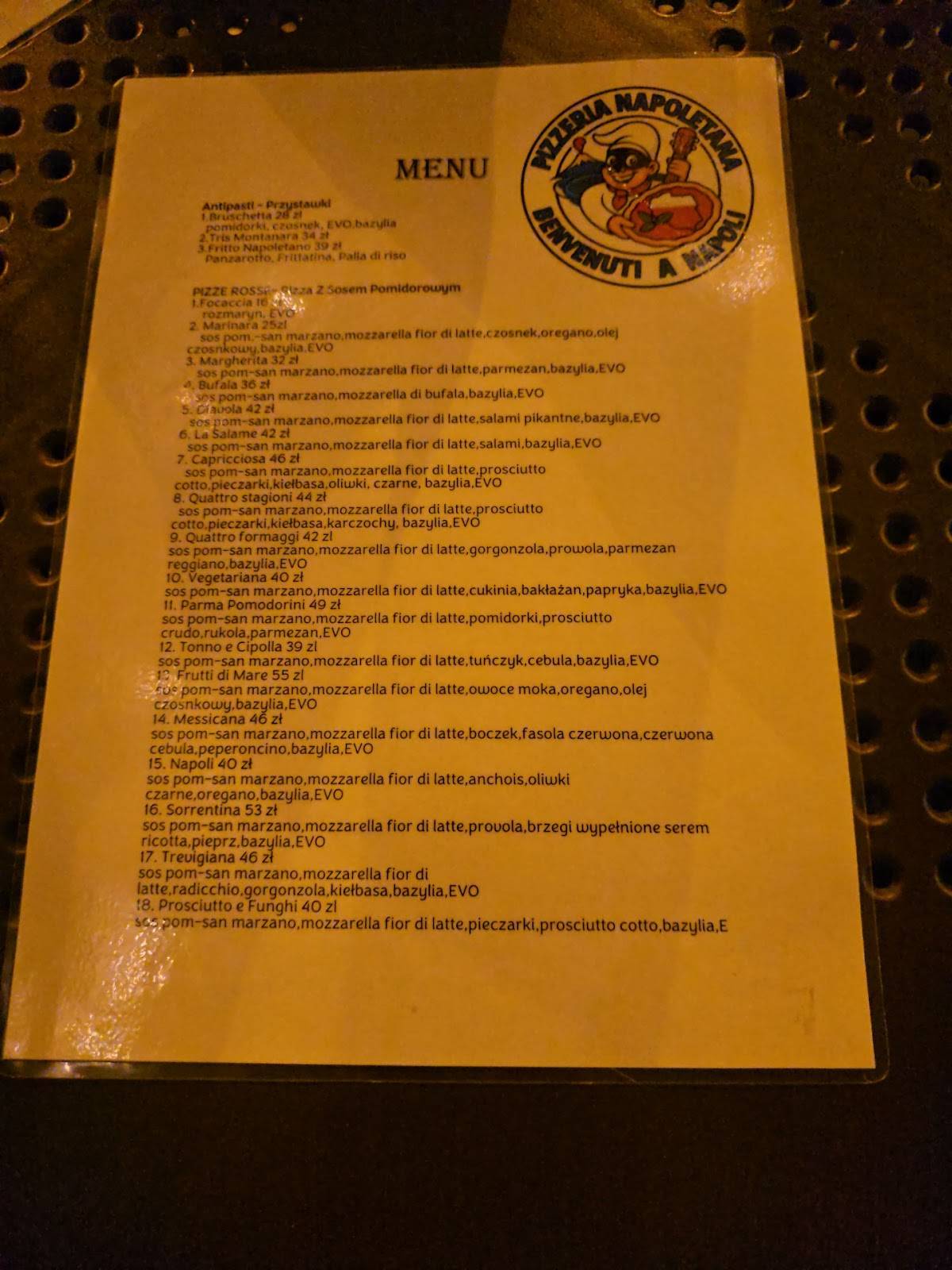 Menu at Benvenuti a Napoli - Pizzeria Napoletana, Bielsko-Biala